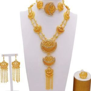 Jewelry | Arabic Dubai Jewelry Set Long Chain Gold Color Necklace ...